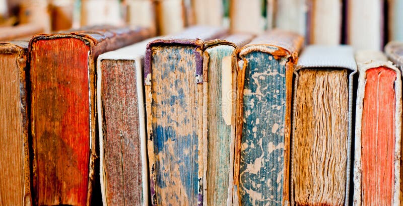 Old Books Background. Stack of Books in a Row Stock Image - Image of ...
