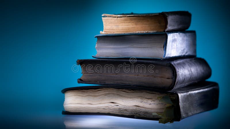 Old Books, Blue Light Background Stock Image - Image of background ...