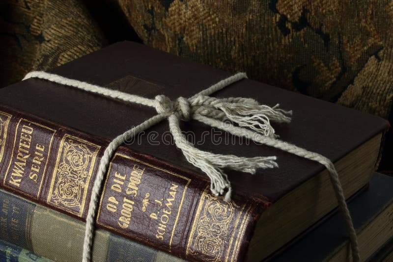 OLD BOOKS BOUND with WHITE ROPE Editorial Photography - Image of faded ...