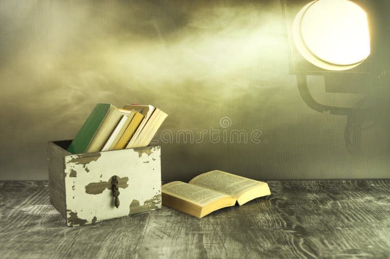 Old books in a drawer. stock photo. Image of books, stylish - 158878486