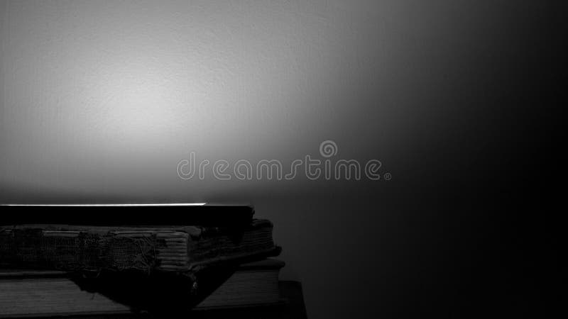 Old Books & E-Reader Stack Black & White Background Stock Photo - Image ...