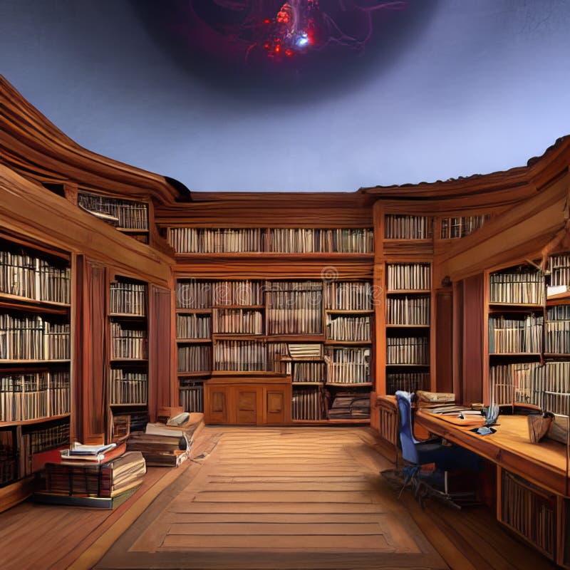 Old Books in the Empty Library Stock Illustration - Illustration of ...