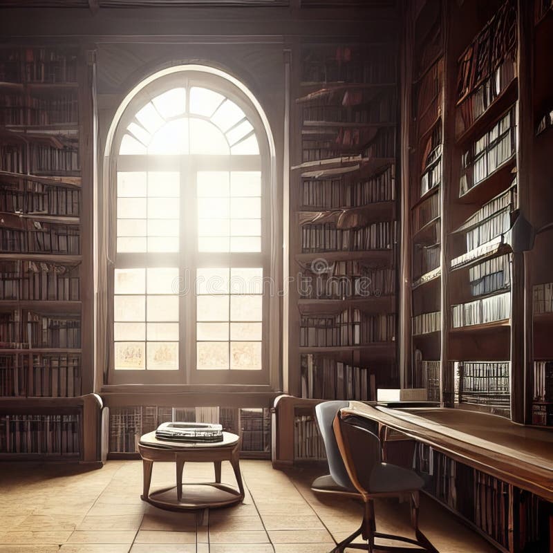 Old Books in the Empty Library Stock Illustration - Illustration of ...