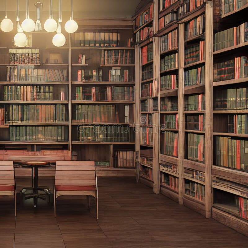 Old Books in the Empty Library Stock Illustration - Illustration of ...