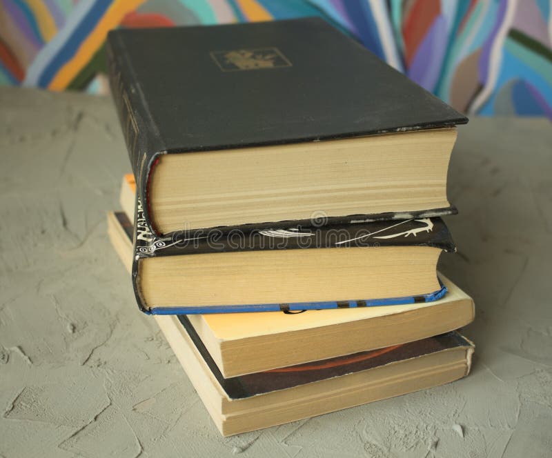 Old Books on a Gray Background Stock Image - Image of concrete, books ...