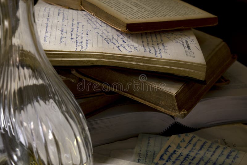 Old Books and Handwritten Diary Stock Image - Image of diary, light ...