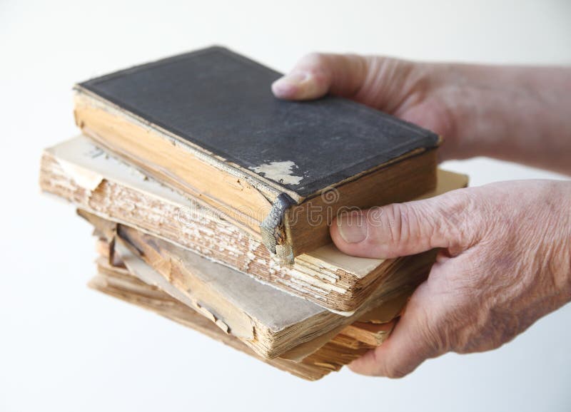 Damaged old books stacked stock image. Image of pages - 33655847