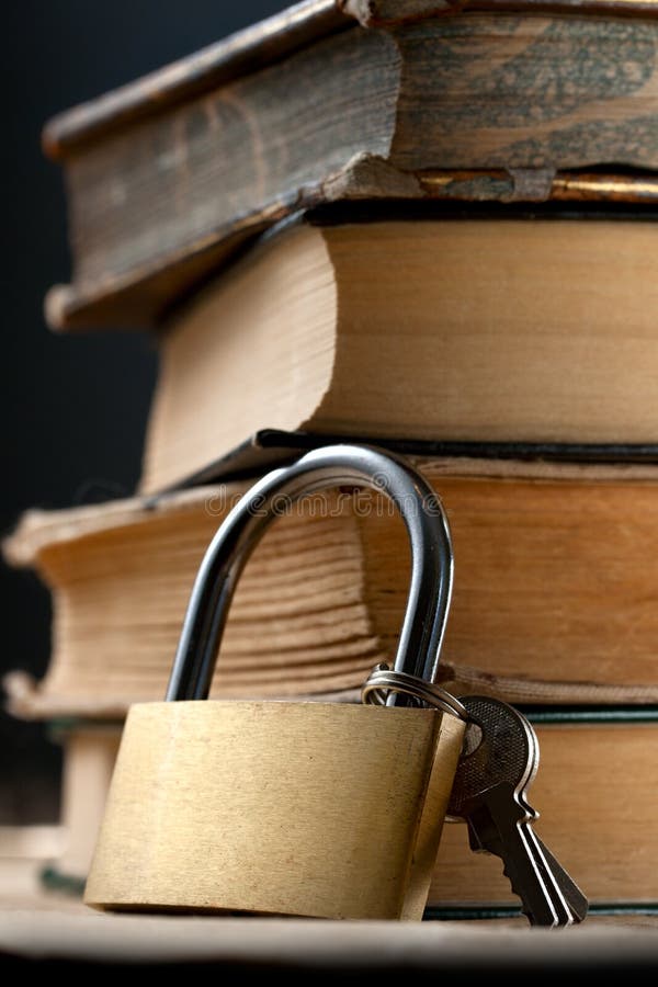 Old books and keylock stock photo. Image of metal, protect - 23436886