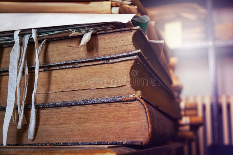Old Books in the Library or Archive. Concept of Antiquity, Knowledge or ...