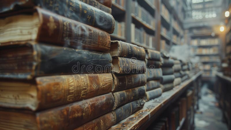 Old Books on a Library Shelf. Stock Image - Image of hardcover ...