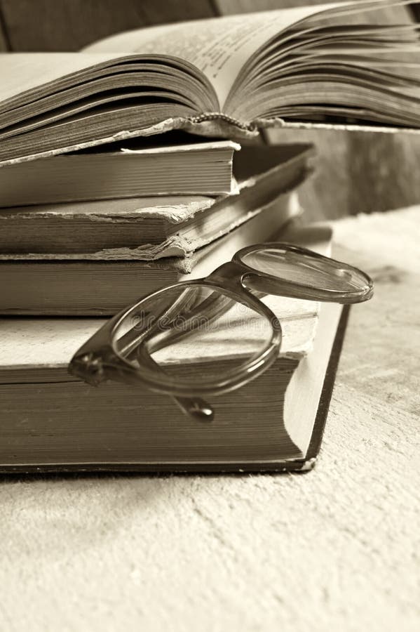 Old Books with Reading Glasses Stock Image - Image of open, glasses ...