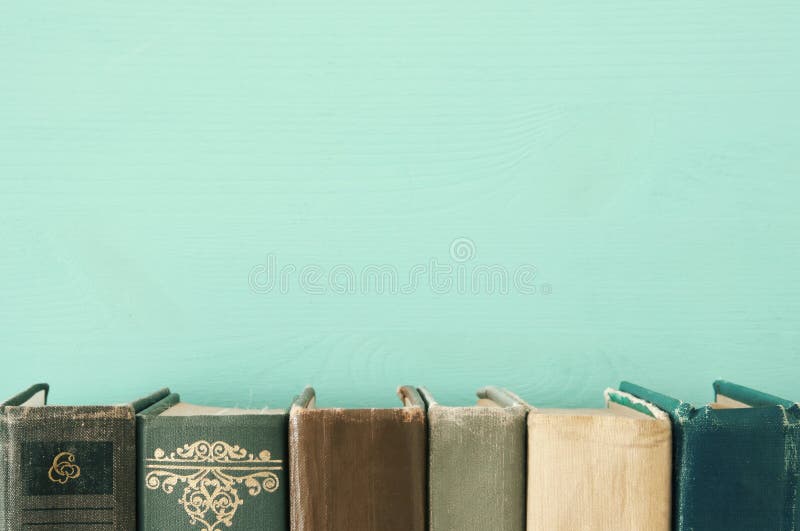 Old Books on the Shelf. Retro Filtered Image. Copy Space. Stock Photo ...