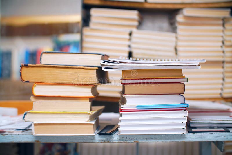 Old Books in a Stack on Table Stock Image - Image of learn, paper ...