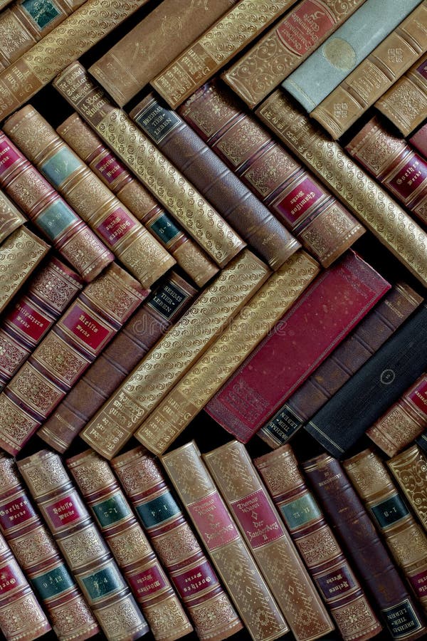 Old Books Stacked on the Shelf Stock Image - Image of series, vintage ...