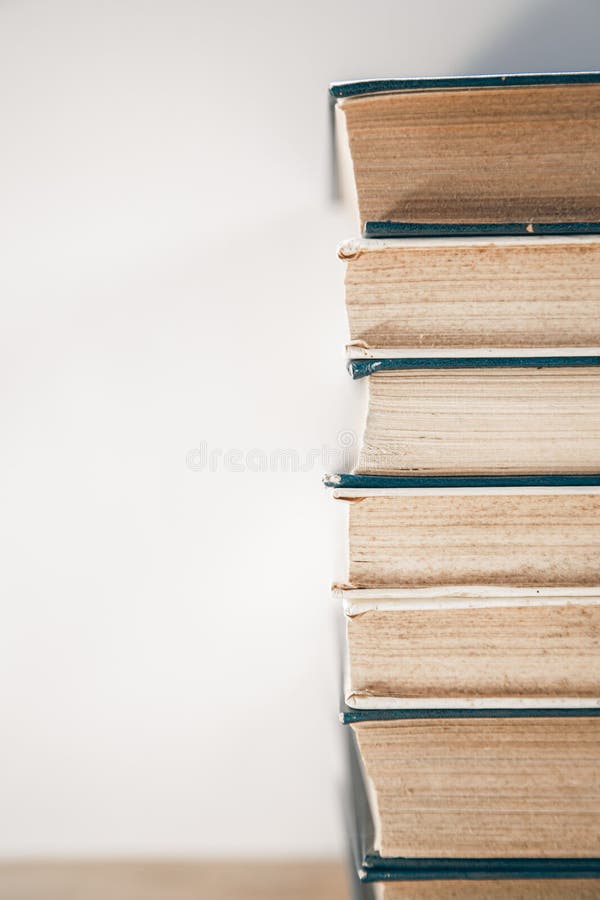 Old Books Stacked on a White Background. Stock Image - Image of ...