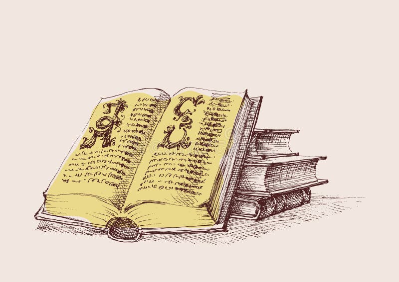 Old Books Stand, an Open Book Stock Vector - Illustration of educate ...