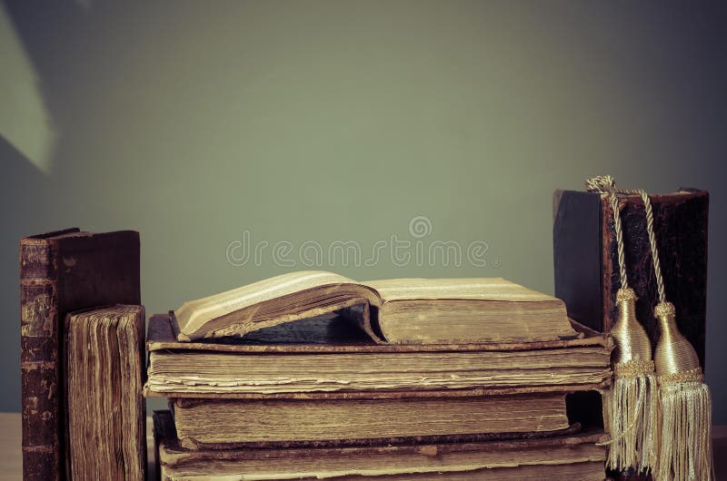 Old Books on the Table, Vintage Style, Retro Stock Photo - Image of ...
