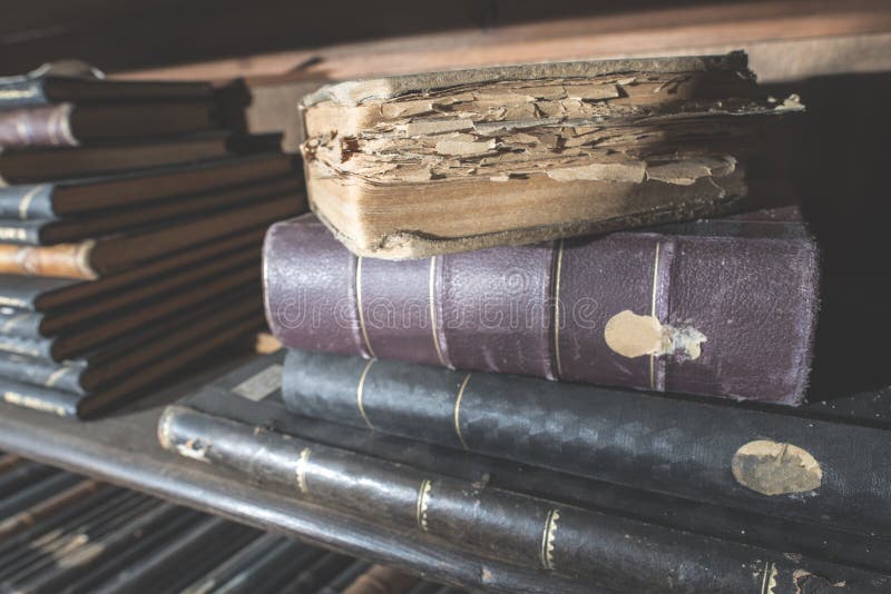 Old Books in a Vintage Library Stock Photo - Image of college ...