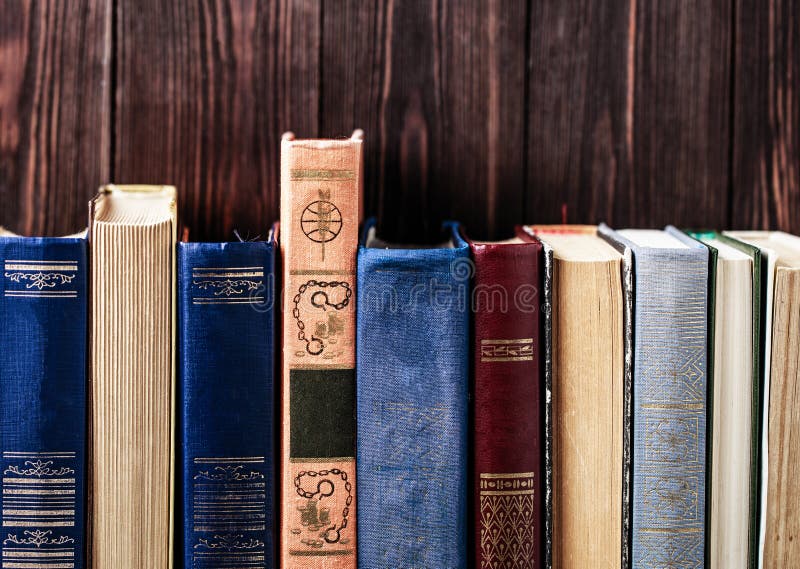 Old Books on Wooden Background. the Source of Information. Books Indoor ...