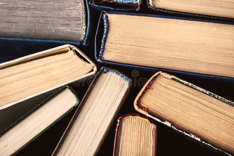 Old Books on Wooden Background. the Source of Information. Books Indoor ...