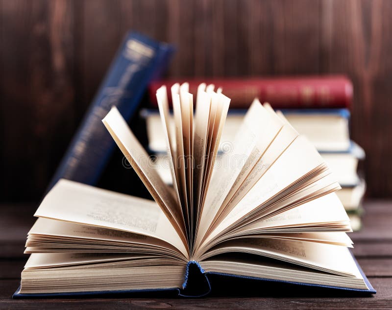 Old Books On Wooden Background. The Source Of Information. Books Indoor ...