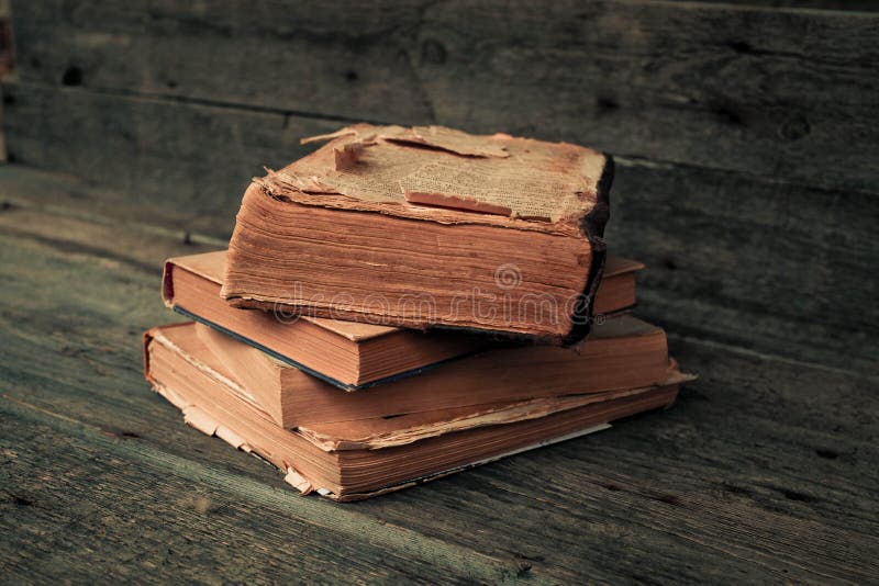 Old Books on a Wooden Table Stock Image - Image of open, page: 107078469