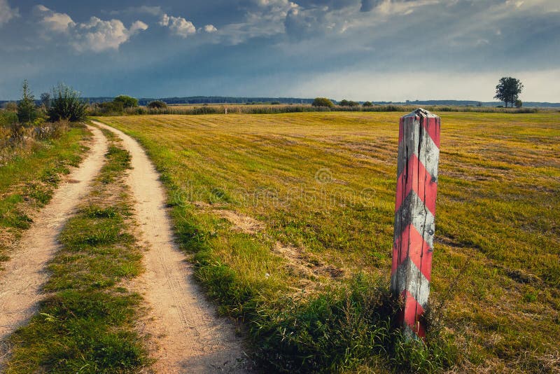 Old border post stock photo. Image of grass, land, environment - 160108674