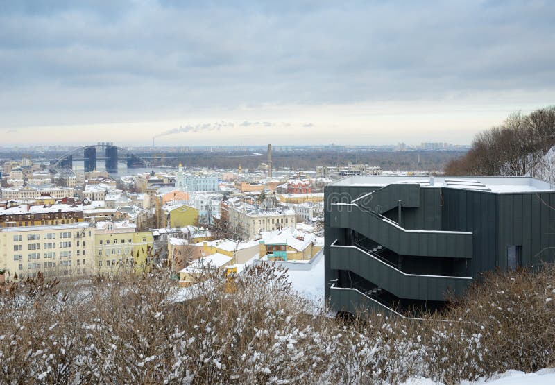 Old Borough Podol with a Modern Building in the Hill Stock Photo ...