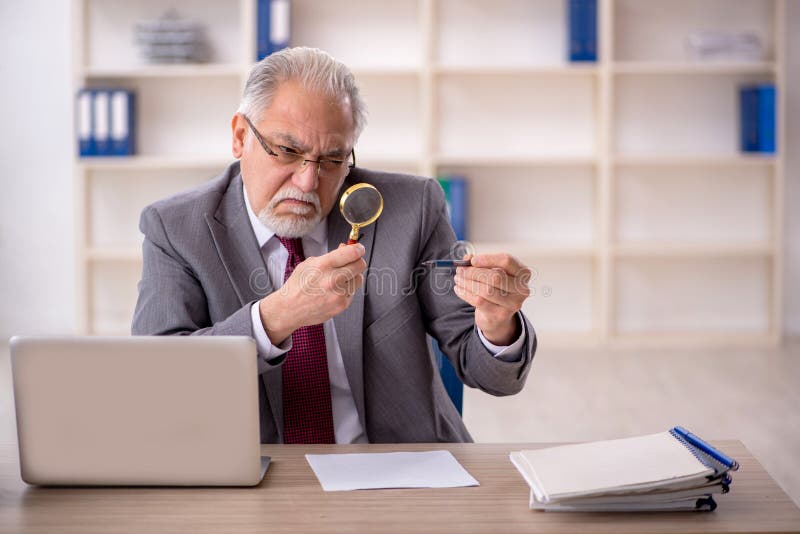 Old Male Employee Working in the Office Stock Image - Image of business ...