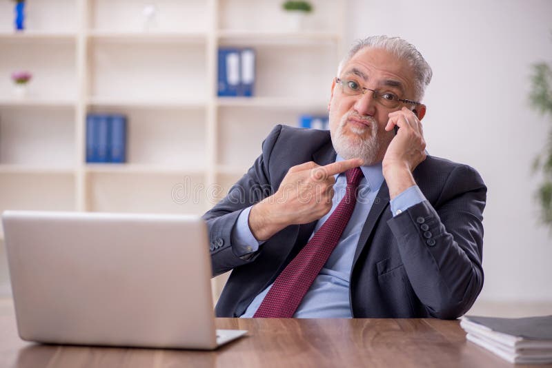Old Male Boss Employee Working in the Office Stock Photo - Image of ...