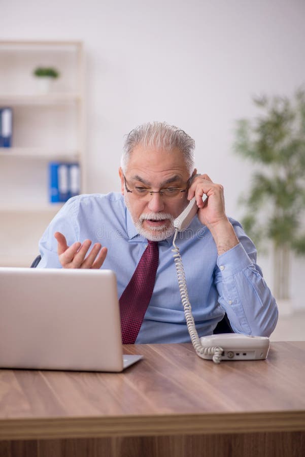 Old Male Boss Employee Working in the Office Stock Photo - Image of ...