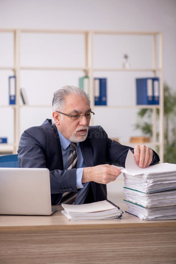 Old Male Employee Working in the Office Stock Photo - Image of business ...