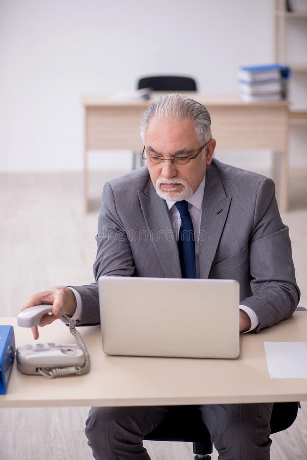 Old Male Employee Working in the Office Stock Image - Image of auditor ...