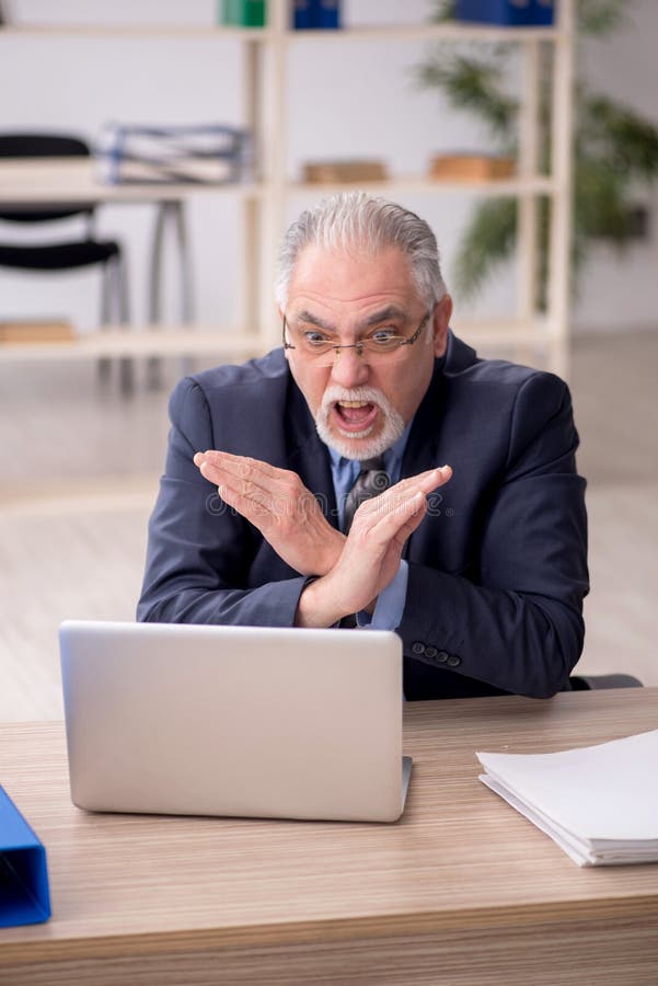 Old Male Employee Working in the Office Stock Photo - Image of tired ...