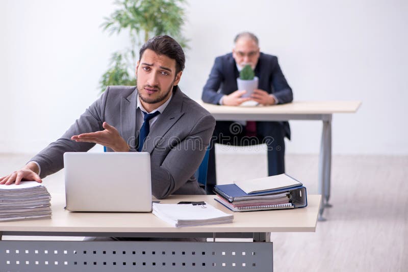 Old Boss And His Young Assistant Working In The Office Stock Image