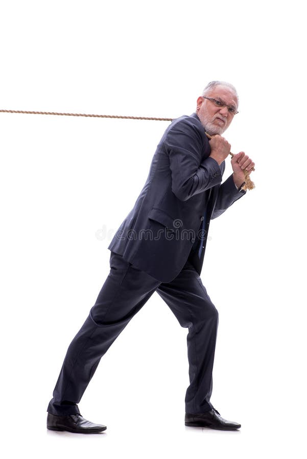 Old Businessman with Rope Isolated on White Stock Image - Image of ...