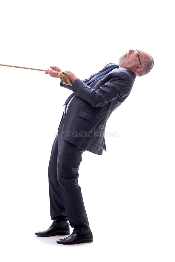 Old Businessman with Rope Isolated on White Stock Photo - Image of ...