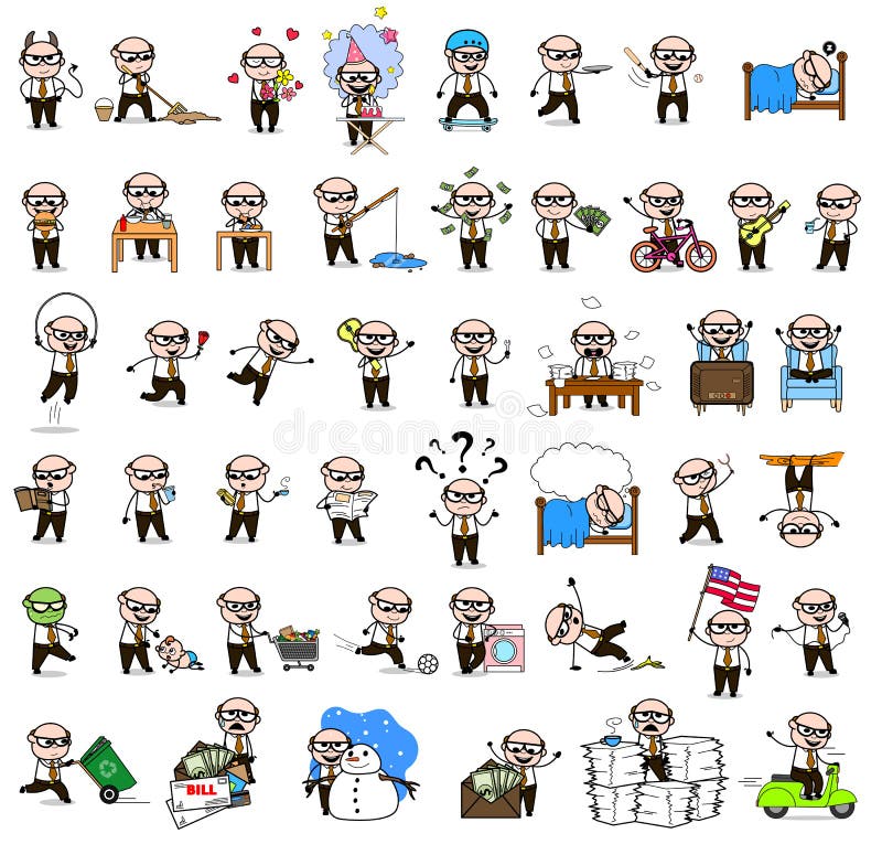 Old Boss - Set of Concepts Vector Illustrations Stock Illustration ...