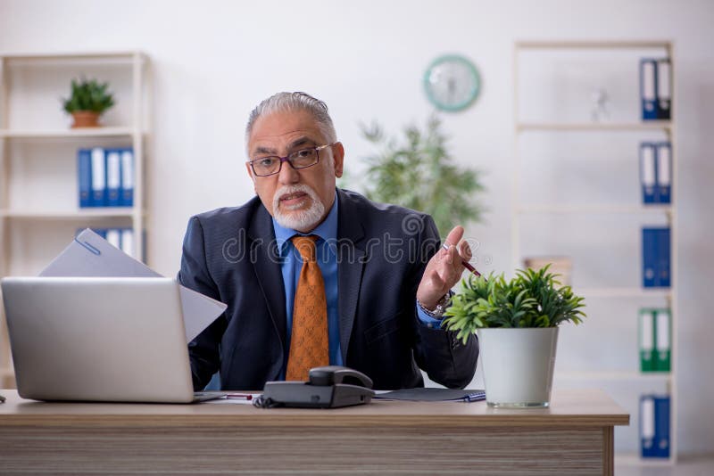 Old Boss Working in the Office Stock Photo - Image of tired, workplace ...