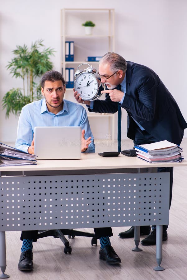 Old Boss and His Young Assistant in the Office Stock Image - Image of ...
