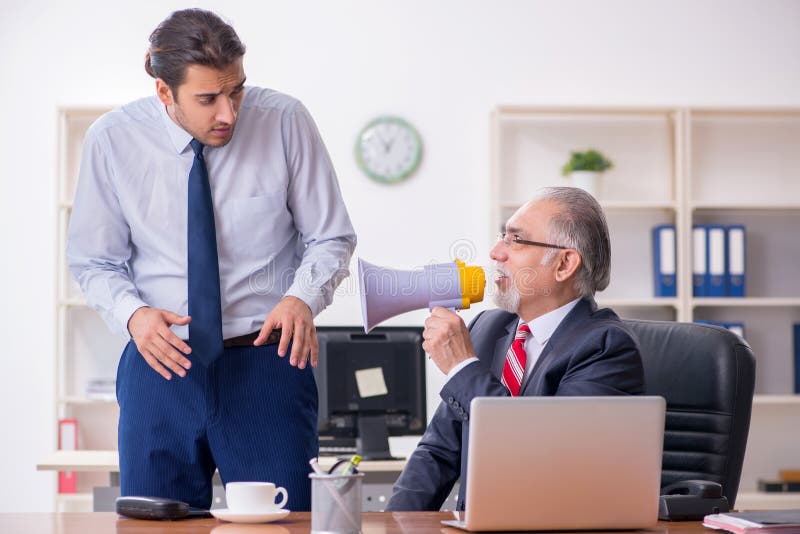 Old Boss and Young Male Employee in the Office Stock Photo - Image of ...
