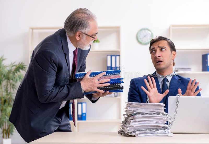 Old Boss and Young Male Employee in the Office Stock Image - Image of ...