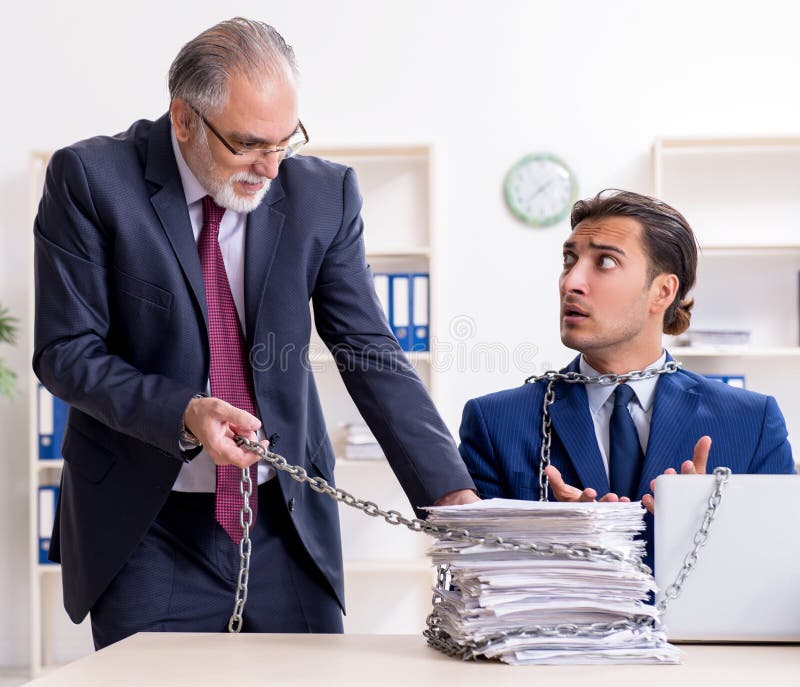 Old Boss and Young Male Employee in the Office Stock Photo - Image of ...