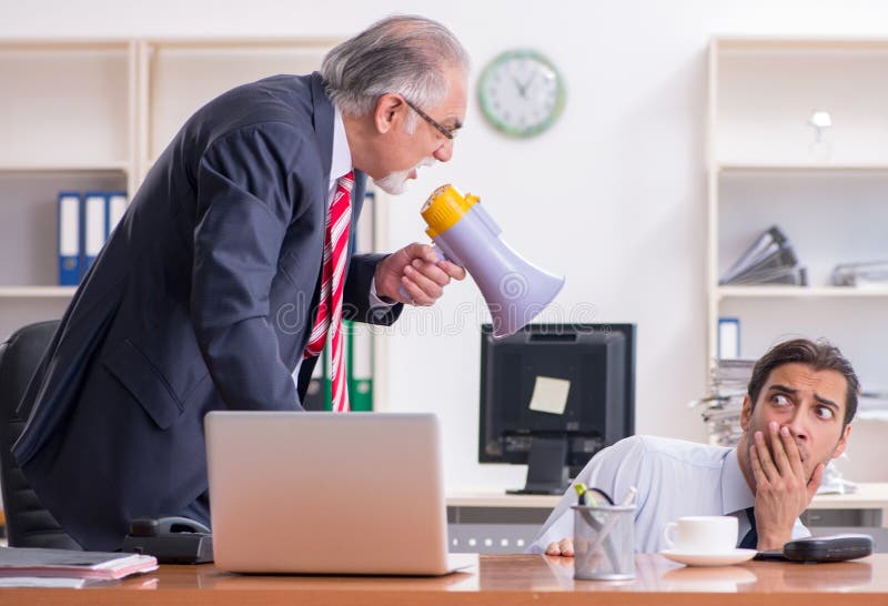 Old Boss and Young Male Employee in the Office Stock Photo - Image of ...