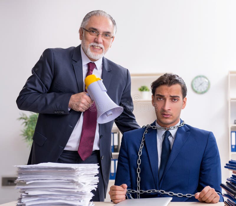 Old Boss and Young Male Employee in the Office Stock Image - Image of ...