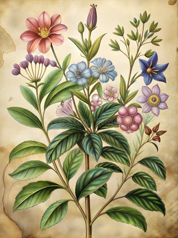 Old Botanical Hyper-detailed Illustration, Pattern Design, AI Generated ...