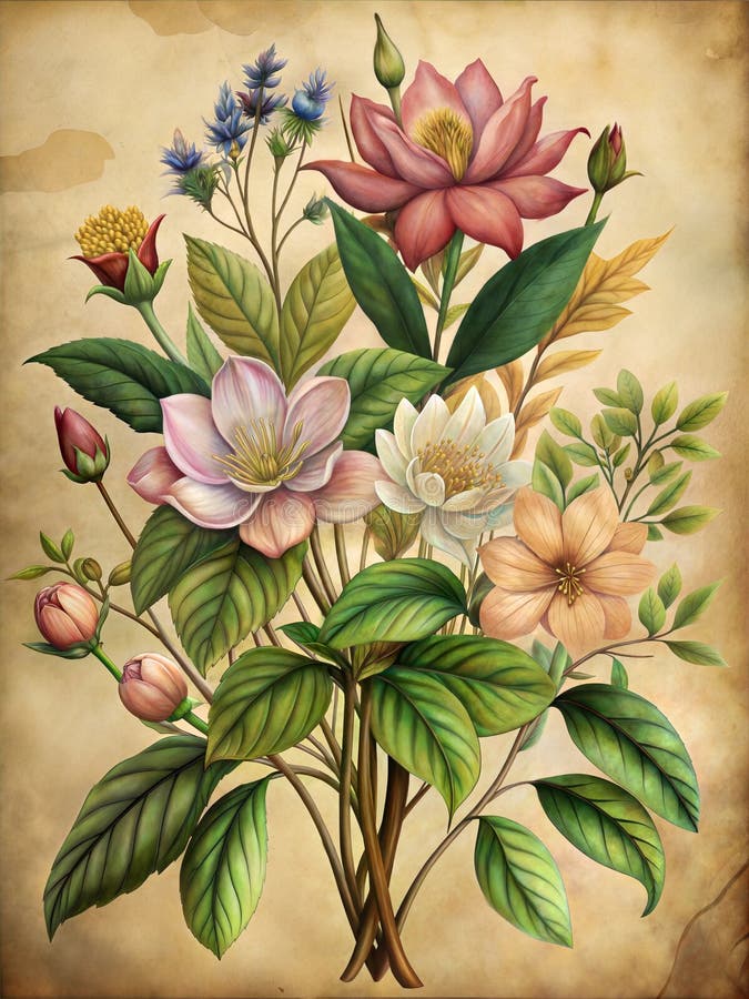 Old Botanical Hyper-detailed Illustration, Pattern Design, AI Generated ...