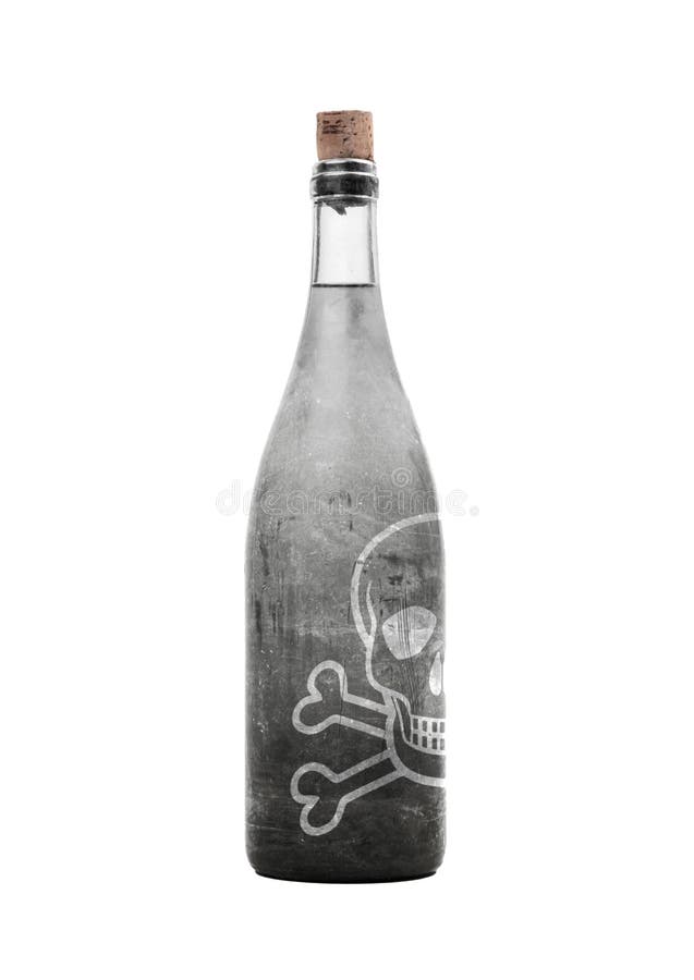 Old Bottle with Poison Inside, Covered in Dust Stock Photo - Image of ...