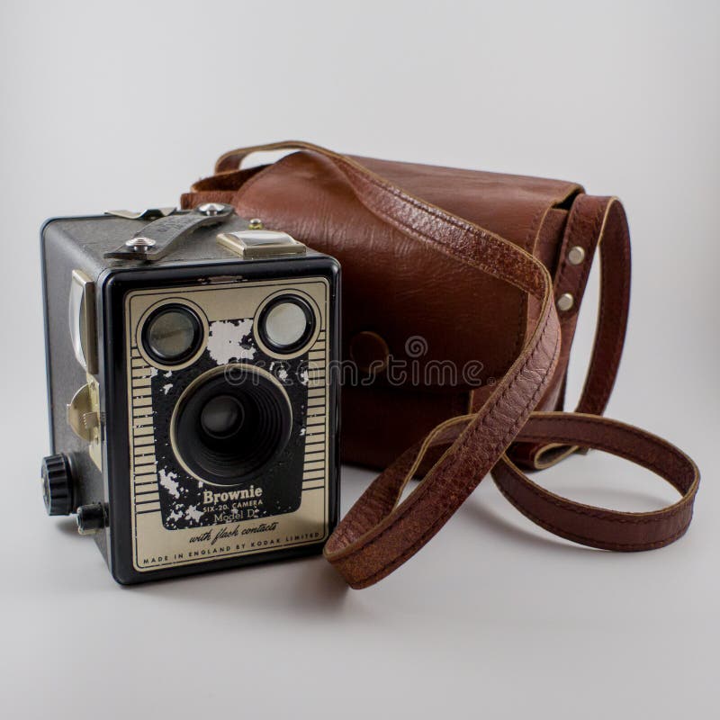 Old Box Camera with a Leatherbag Editorial Stock Image - Image of retro ...