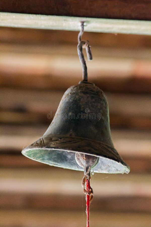 The Old Brass Bell Hanging on the Ceiling Stock Photo - Image of lamp ...